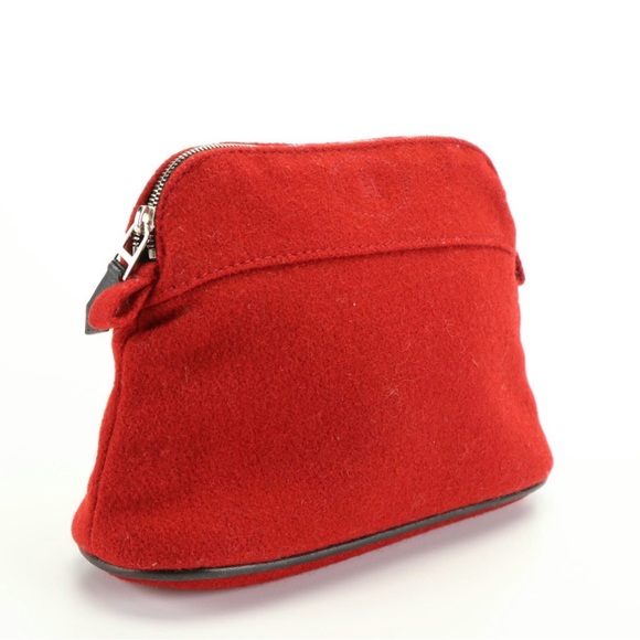 Hermes | Bags | Hermes Paris Bolide Cosmetics Pouch In Red Felted Wool ...
